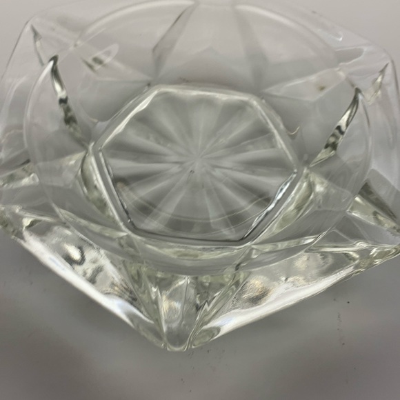 Other | Glass Star Ashtray Hexagon Shape In The Middle Clear Glass ...